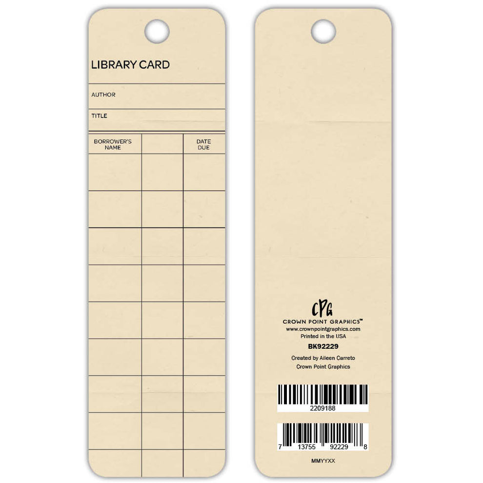 Library Card -bookmark – Crown Point Graphics