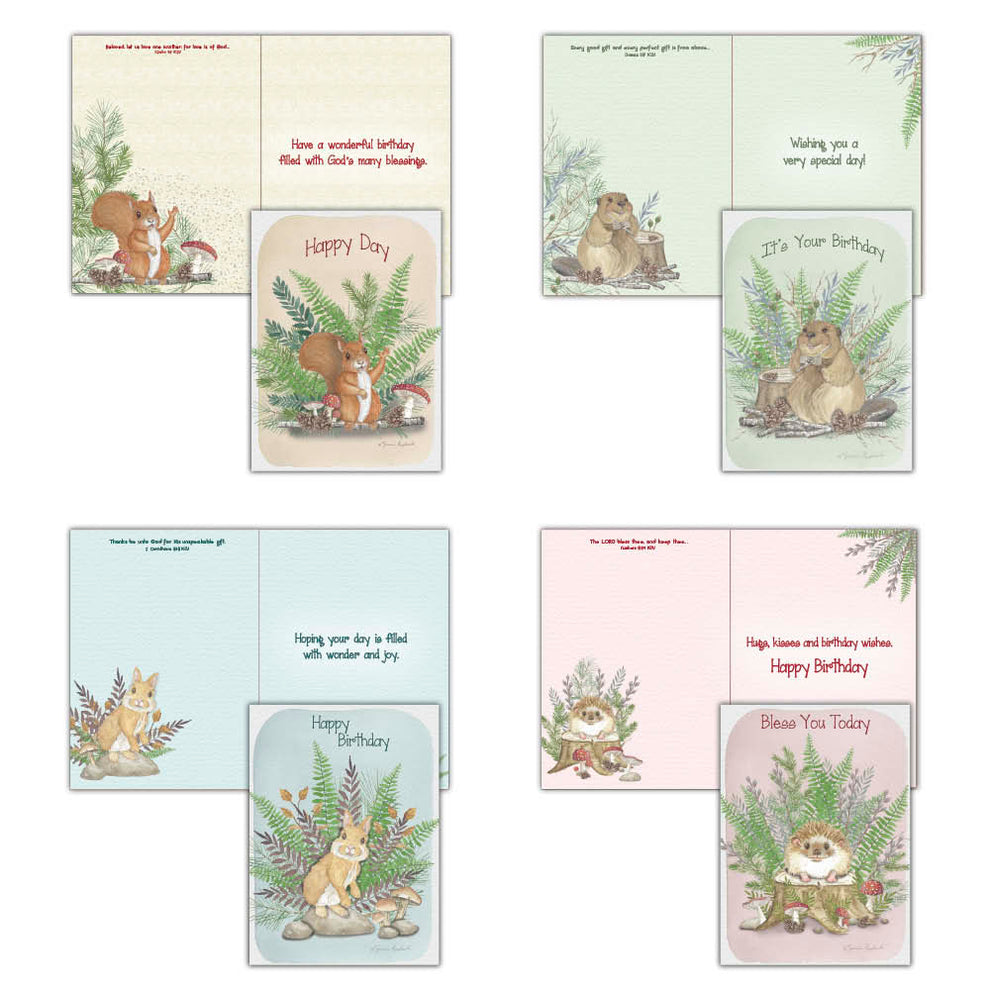 Woodland Critters Birthday Cards – Box of 12 – Crown Point Graphics